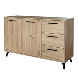 KOMMODE FIORA 140/86/41cm mit 3 Schubladen 2 T&uuml;ren Eiche Artisan