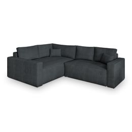 ECKSOFA ERONIS L-S Graphitfarben Kordstoff mit Schlaffunktion