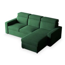 ECKSOFA PADWA Gr&uuml;n Kordstoff mit Schlaffunktion