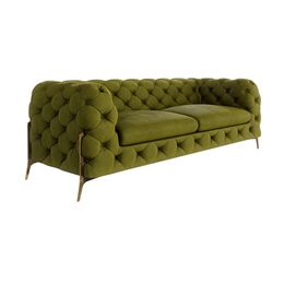 CHESTERFIELD-SOFA 3-Sitzer Lexi Olive Samt