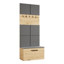 GARDEROBENSCHRANK MODULO 80,6/204/40 cm Modern Garderobe-Set Eiche Artisan
