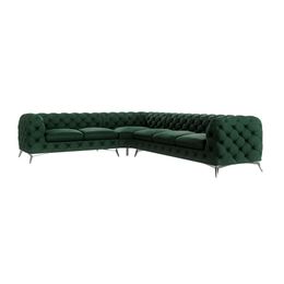 ECKSOFA Chesterfield Laura Flasche Gr&uuml;n Samt