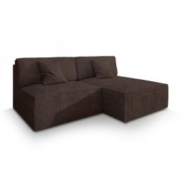 ECKSOFA FIORO P Braun Kordstoff mit Schlaffunktion