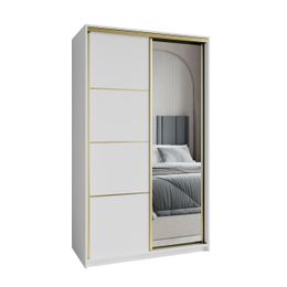 SCHWEBET&Uuml;RENSCHRANK VARO 120/205/60 cm 2-t&uuml;rig mit Spiegel Wei&szlig;