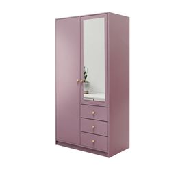 DREHT&Uuml;RENSCHRANK GALIO 100/200/57,5 cm 2-t&uuml;rig mit Spiegel Violett