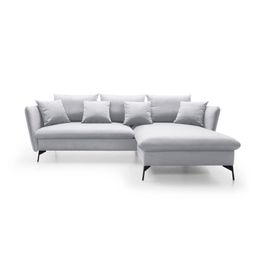 ECKSOFA FERRO Grau Velours-Stoff mit Schlaffunktion
