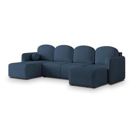 WOHNLANDSCHAFT NUBERO Blau Geflochtener Stoff mit Schlaffunktion