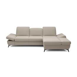 ECKSOFA FELICE R-S Beige Geflochtener Stoff mit Schlaffunktion