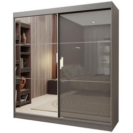 SCHWEBET&Uuml;RENSCHRANK VITALE 200/216/61 cm 2-t&uuml;rig mit Spiegel Grau