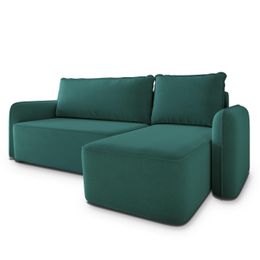 ECKSOFA DOLVER CL Blau Samtstoff mit Schlaffunktion