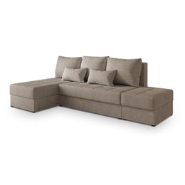 ECKSOFA NORVI Braun Geflochtener Stoff mit Schlaffunktion