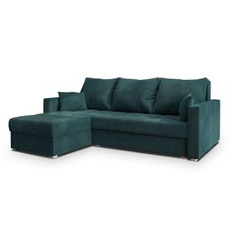 ECKSOFA NIDA Petrol Geflochtener Stoff mit Schlaffunktion