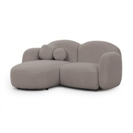 ECKSOFA Nuvola mit abgerundetem Design Hellgrau Boucl&eacute;-Stoff - Ottomane Links