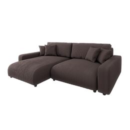 ECKSOFA Emma Dunkelbraun Cord - Ottomane links