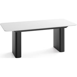 ESSTISCH Riven rechteckig ausziehbar verl&auml;ngerbar mit Butterfly-Auszug, Wei&szlig; 200-296/90/76 cm