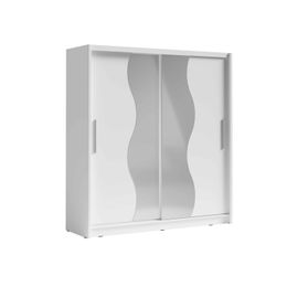 SCHWEBET&Uuml;RENSCHRANK RANOR 200/215/62,5cm 2-t&uuml;rig mit Spiegel Wei&szlig;