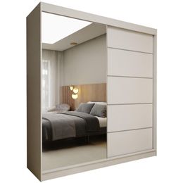 SCHWEBET&Uuml;RENSCHRANK MIRELLA 200/216/61 cm 2-t&uuml;rig mit Spiegel Wei&szlig;