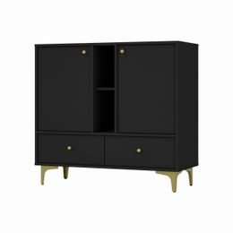 KOMMODE TORINO 100/94/41 cm mit 2 Schubladen 2 T&uuml;ren Graphitfarben
