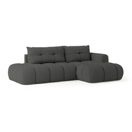 ECKSOFA FLUMA R-S Grau Boucle-Stoff mit Schlaffunktion