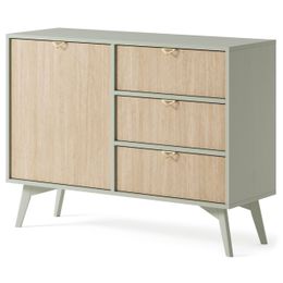 KOMMODE FORESTA 106/80/38 cm mit 3 Schubladen 1 T&uuml;ren Hellgr&uuml;n