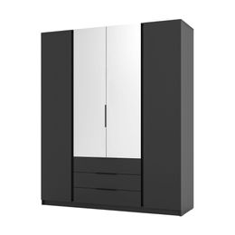 DREHT&Uuml;RENSCHRANK CAGLIARI 200/239/61,9 cm 4-t&uuml;rig mit Spiegel Schwarz