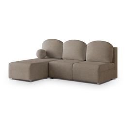 ECKSOFA TRAMA Braun Geflochtener Stoff mit Schlaffunktion