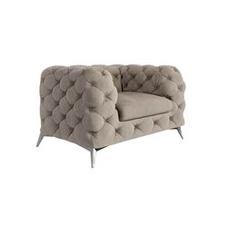 CHESTERFIELD-SESSEL Laura Dunkle Creme Samt