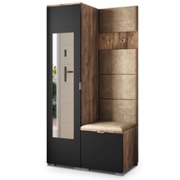 GARDEROBENSCHRANK VIRA 95/181/51 cm Modern Garderobe-Set Eiche Lefkas