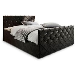 BOXBETT MANDI 140x200 cm mit Matratze und Topper - Schwarz