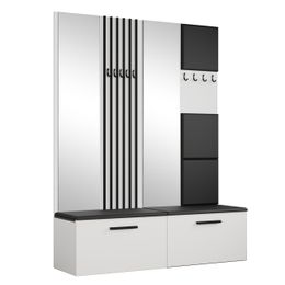 GARDEROBENSCHRANK MODULO 161,2/204/40 cm Modern Garderobe-Set Wei&szlig;
