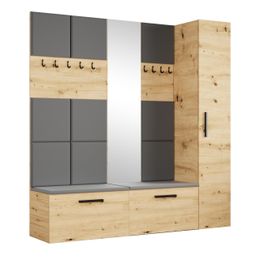 GARDEROBENSCHRANK MODULO 201,2/204/40 cm Modern Garderobe-Set Eiche Artisan