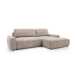 ECKSOFA OSSO Beige Velours-Stoff mit Schlaffunktion