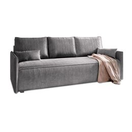 BETTSOFA MESTOR Grau Kordstoff mit Schlaffunktion