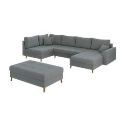 WOHNLANDSCHAFT inkl. Hocker Henrik Grau Boucle