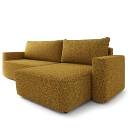 ECKSOFA BELARO BL Currygelb Chenille mit Schlaffunktion