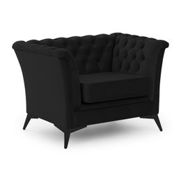 CHESTERFIELD-SESSEL Whitby Schwarz Samt mit schwarzen F&uuml;&szlig;en