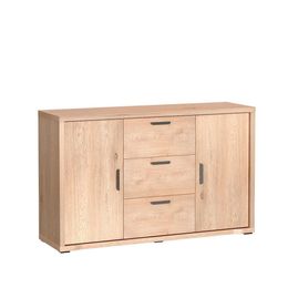 KOMMODE BRESSO 139/86/40,5cm mit 3 Schubladen 2 T&uuml;ren Eichefarben
