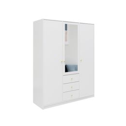 DREHT&Uuml;RENSCHRANK GALIO 149/200/57,5 cm 3-t&uuml;rig mit Spiegel Wei&szlig;