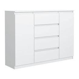 KOMMODE NUDO 120/101,5/39cm mit 4 Schubladen 2 T&uuml;ren Wei&szlig;