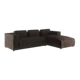 ECKSOFA Nova Dunkelbraun Cord, Ottomane rechts