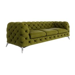 CHESTERFIELD-SOFA 3-Sitzer Laura Olive Samt