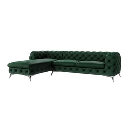 ECKSOFA Chesterfield Laura Flasche Gr&uuml;n Samt