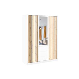 DREHT&Uuml;RENSCHRANK GAREN 149/200/57,5 cm 3-t&uuml;rig mit Spiegel Wei&szlig;