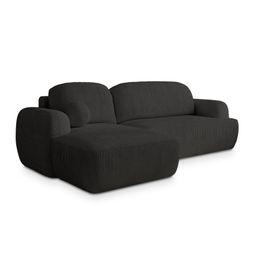 ECKSOFA MODENZA P L-S Schwarz Kordstoff mit Schlaffunktion