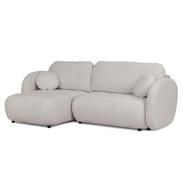ECKSOFA Candy mit Schlaffunktion Hellgrau Boucl&eacute;-Stoff - Ottomane links