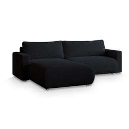 ECKSOFA TURIN N Schwarz Bucle-Stoff mit Schlaffunktion