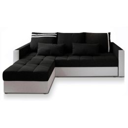 ECKSOFA KOS PIK Schwarz D&uuml;nner Stoff mit Schlaffunktion