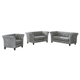 SITZGARNITUR 3+2+1 Chesterfield Fusion Grau Samt