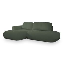 ECKSOFA NUVIRA L-S Gr&uuml;n Boucle-Stoff mit Schlaffunktion