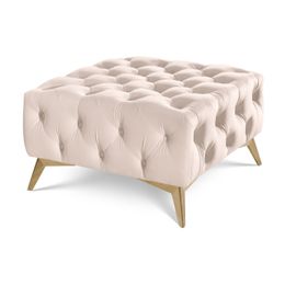 HOCKER Chesterfield Whitby Beige Samt mit goldenen F&uuml;&szlig;en